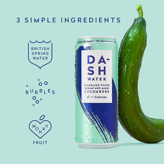 Dash Dash Water Sparkling Cucumber 330ml - 12 Pack