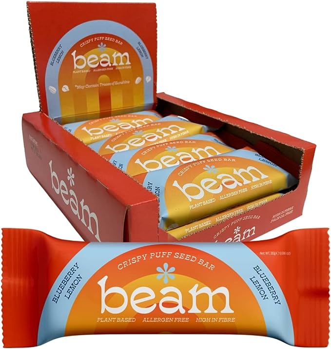 Beam Crispy Puffed Seed Bar Blueberry Lemon Bar 30g - 12 Pack