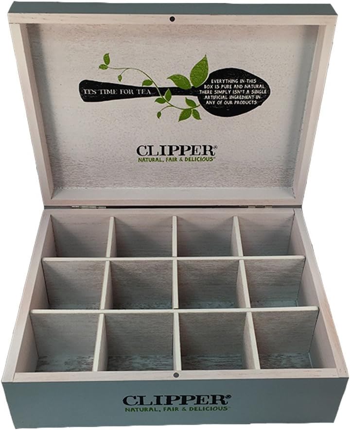 Clipper Wooden 12 Compartment Branded Chest - Tea/Coffee Not Included